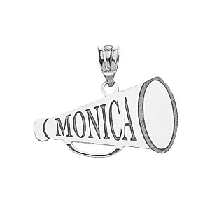 Sterling Silver Personalized Name Cheerleader Megaphone Sports Charm Pendant