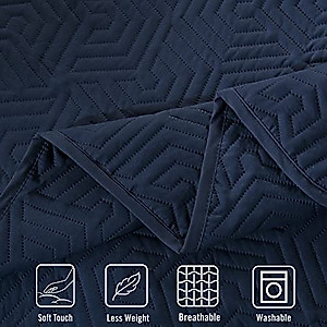 COZYART Navy Blue Quilt Set Queen Size