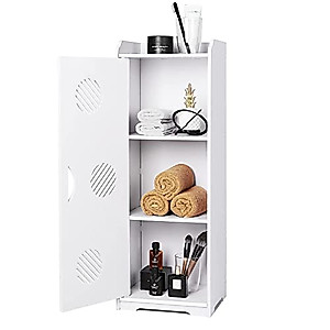 CITLOW White Bathroom Floor Cabinet,Multi-Purpose Storage Cabinet Unit,Free Standing Bathroom Furniture Cabinet with Door and Shelves for Living Room,Bedroom,Kitchen,Hallway,etc…