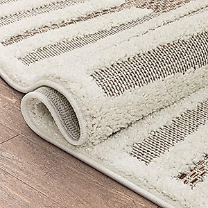 Well Woven Kady Beige Flat-Weave Hi-Low Pile Diamond Medallion Moroccan Tribal Area Rug 5x7 (5'3" x 7'3")