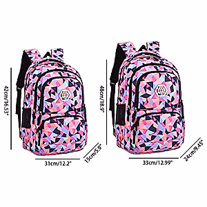 JiaYou Girl Geometric Printed Primary Junior High University School Bag Bookbag Backpack(2# Black,19 L)