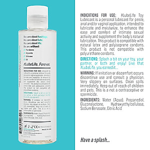 Lube Life Water-Based Toy Lubricant, Toy-Safe lube for Men, Women and Couples, Non-Staining, 8 Fl Oz