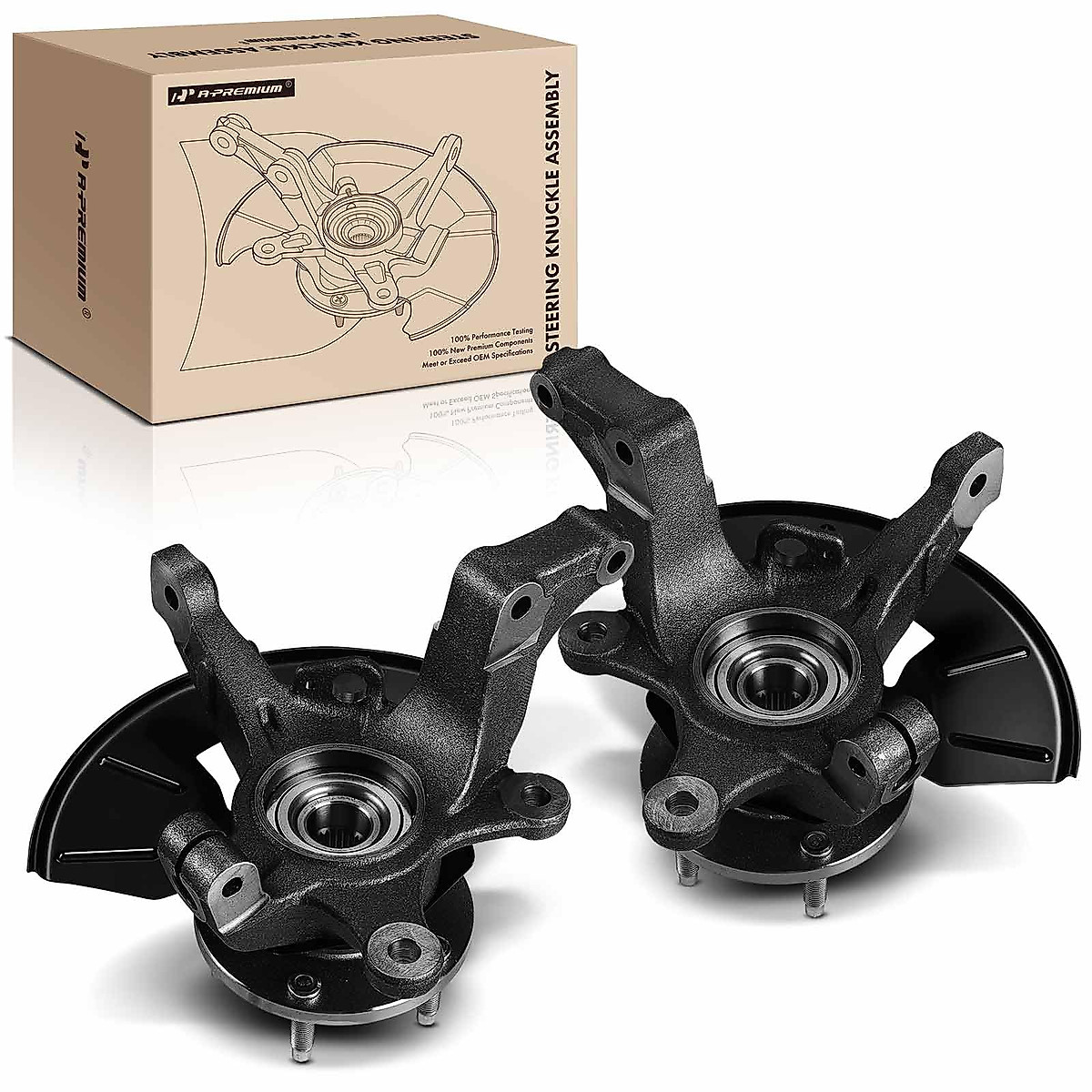 A-Premium 2 x Front Steering Knuckle & Wheel Bearing Hub Assembly Compatible with Ford Escape 05-12, Mazda Tribute 05-06/08-11, Mercury Mariner 05-11, w/5-Lug, Replace # 5L8Z3K185BA, 5L8Z3K186BA