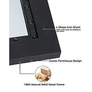 FLYJOE Medicine Cabinet Mirror 16 x 24 Inch Farmhouse Bathroom Mirror Door Paulownia Wood Storage Cabinet with Adjustable Shelves, Wall Mounted for Bathroom Living Room, Black