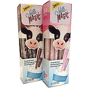 Strawberry & Chocolate Magic Milk Fun Straws 24 Each (2pk)