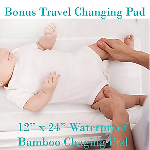 Kiddo Kind Baby Crib Mattress Protector with Free Portable Changing Pad - Waterproof Crib Mattress Pad Also Fits Toddler Bed