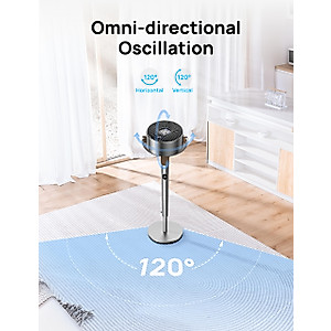 Dreo Standing Fan, 120°+120°Omni-directional Oscillating Fan For Bedroom, 80 ft Circulator With Remote, DC Motor Quiet Pedestal Fans, Adjustable Height, 8 Speeds, 3 Modes, 8H Timer, Home, PolyFan 502