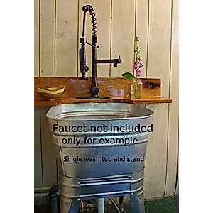 Square Wash Tub with standard 1-1/2" tailpiece Kitchen Sink Basket Drain Strainer (Double tub with standard 1-1/2" tailpiece drain and stand)