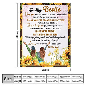 to My Bestie Blanket for Women Ultra Soft Flannel Throw Blanket for Girls BFF for Sofa Bed Friendship Gift for Friends Birthday Anniversary 80'' x 60''