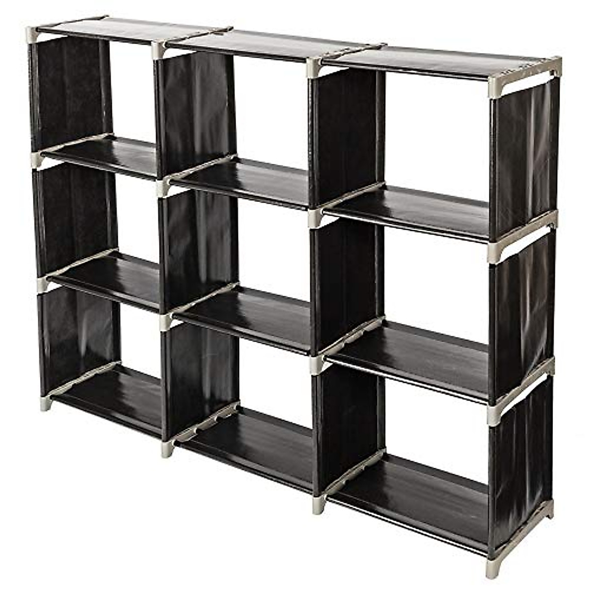 Cube Storage,Closet Organizer Shelves Plastic Storage Cube Organizer DIY Closet Organizer Storage Cabinet Book Shelf Shelving for Bedroom Living Room Office (Black, 3 Tiers 9 Compartments)