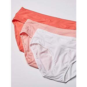 Warner's Women's Blissful Benefits No Muffin 3 Pack Hipster Panties, Sugar Coral/White/Peach Glow, 3XL