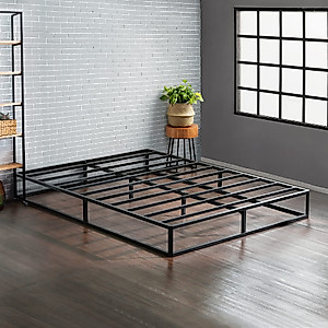 PrimaSleep 9 Inch Modern Metal Bed Frame/Mattress Foundation/Steel Slats/No Box Spring Needed/Sturdy/King Size/Black