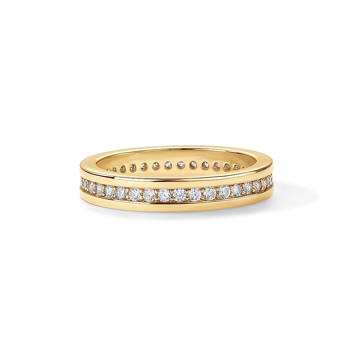 PAVOI 18K Yellow Gold Plated Stacking Tiny Cubic Zirconia Band | Eternity Rings for Women | Thumb Ring | Size 9