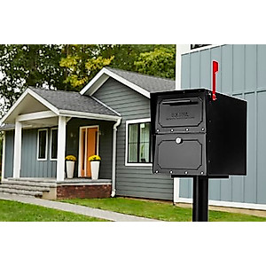 Architectural Mailboxes 6200B-10 Oasis Classic Locking Post Mount Parcel Mailbox with High Security Reinforced Lock,Black,18.00 x 15.00 x 11.50 inches