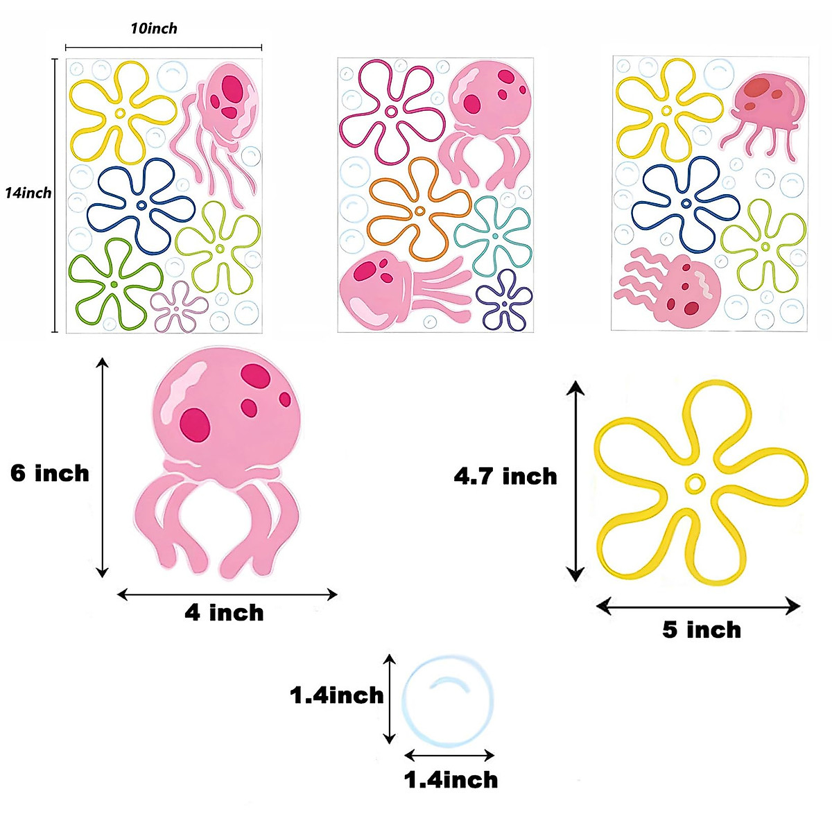 Jellyfish Bubbles Wall Stickers Under The Sea Ocean Wall Decals Bedroom Bathroom Baby Nursery Wall Decor Birthday Party Backdrop for Boys Girls