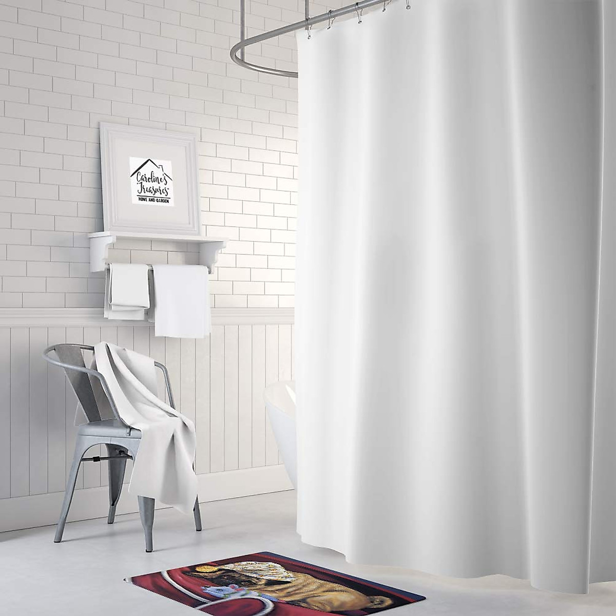 Caroline's Treasures Pug Goodnight Sweetheart Machine Washable Memory Foam Mat doormats, Multicolor