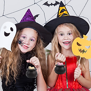 DIYASY Mini Plastic Cauldron,12 Pcs Witch Calderon Pot Black Buckets with Handle for Kids Halloween Candy St. Patrick's Coins Holder & Party Favors