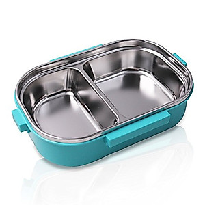 FINEX Frozen Blue Bento Box Container Set with Clear Lid & Spoon - Princess Elsa Anna Olaf Snowman