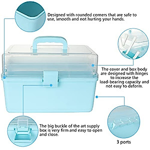 3-Layers Plastic Portable Storage Box with Tray, Craft Supply Box with Handle, Arts and Crafts Case, Sewing Supplies Organizer, Multifunctional Storage Box for Medicine, Perfect for Home Office