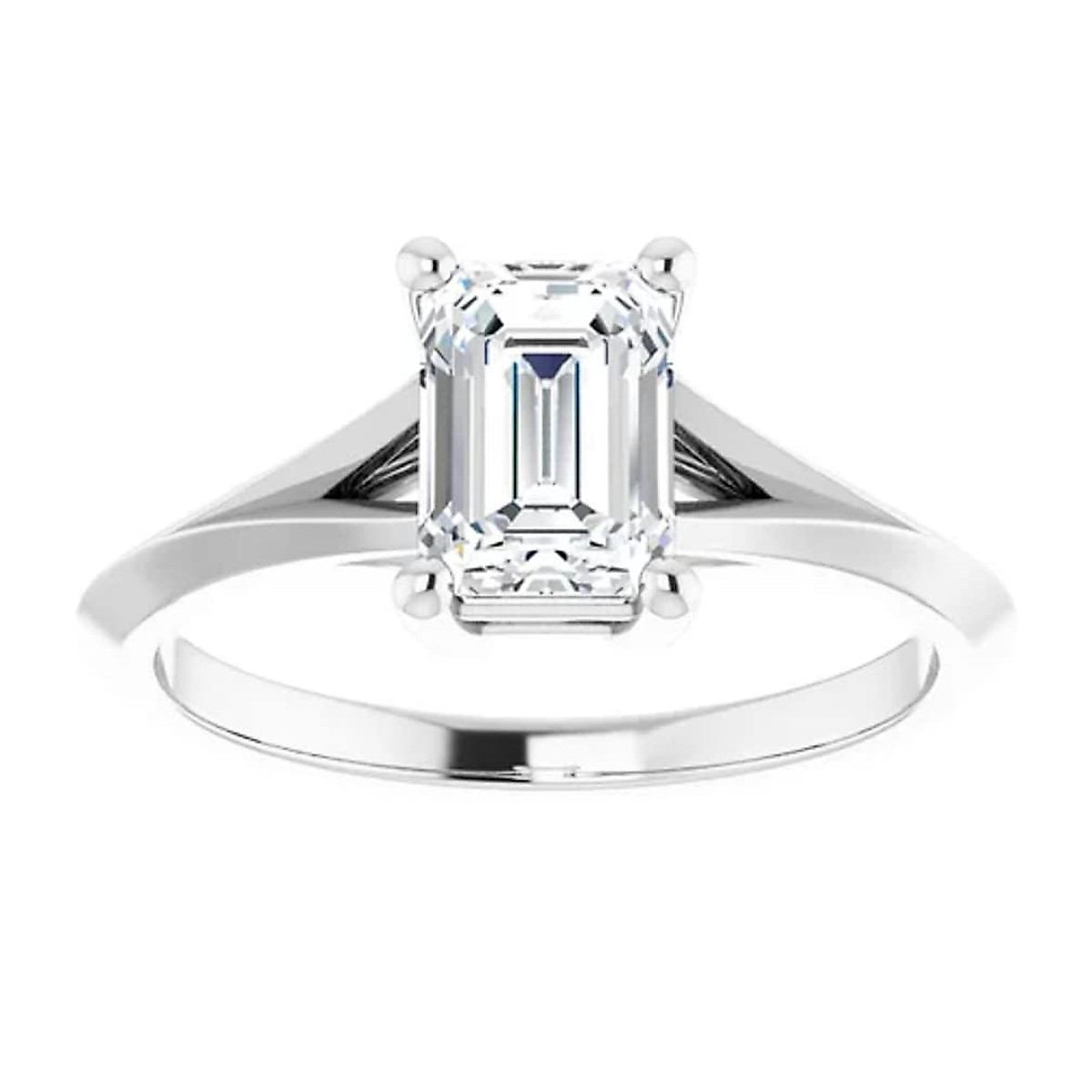 10K Solid White Gold Handmade Engagement Rings 1.0 CT Emerald Cut Moissanite Diamond Solitaire Wedding/Bridal Ring Set for Women/Her Propose Ring Gifts (5)