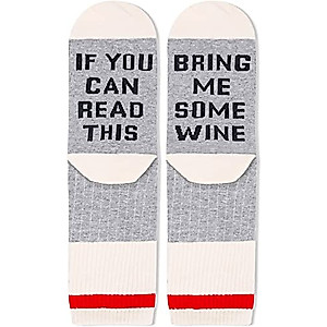 Zmart Funny Socks for Women Secret Santa Gifts Crazy Socks Novelty Socks, If You Can Read This Socks Bring Me Wine Socks Wine Gifts Wine Stocking Stuffers