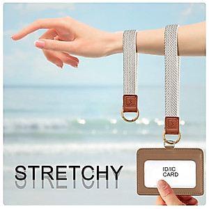 Fishent Stretchy Key Chain, Cute Keychain Wristlet, Woven Wrist Lanyard for Keys, Key Chains for Women Men Car Keys ID Badges Card Wallet Phone