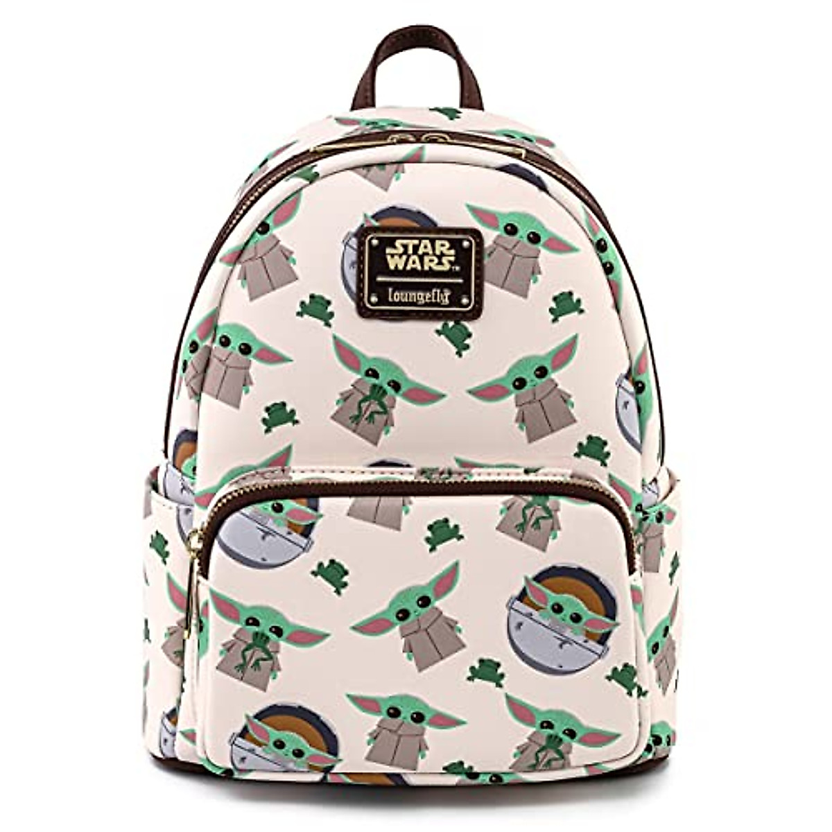 Loungefly Star Wars The Mandalorian Baby Yoda Grogu AOP Womens Double Strap Shoulder Bag Purse