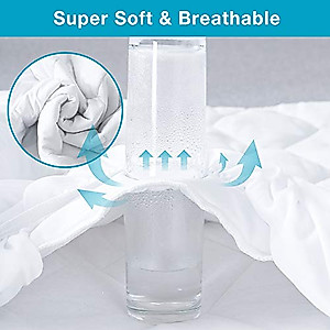 Full Size Mattress Protector, Waterproof Breathable Noiseless Full Size Mattress Pad with Deep Pocket for 6-16 inches Mattress, White