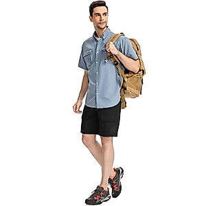 Jessie Kidden Mens Stretch Casual Lightweight Water Resistant Quick Dry Cargo Fishing Hiking Shorts (6018 Black 34)