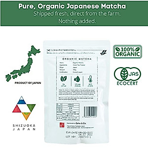 Ocha & Co. Japanese Tea - Organic Matcha Green Tea Powder - Traditional Stone Milled Japanese Matcha, 100g/3.5oz.