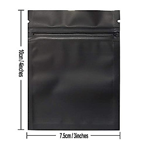 100 Pack Smell Proof Bags - 3 x 4 Inch Resealable Mylar Bags Foil Pouch Bag Flat Bag Matte Black