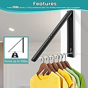 Vaselin Invisible Clothes Drying Rack, Retractable Clothes Drying Rack, Wall Mounted Clothes Drying Rack, for Laundry Room Space 13.7 x 1.85x 0.51inches