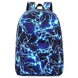 RBYGPL Backpack for Boys Elementary Bookbags Durable Lightweight Teenager Student School Bags Travel Waterproof Starry Lightning (1-Blue Lightning)