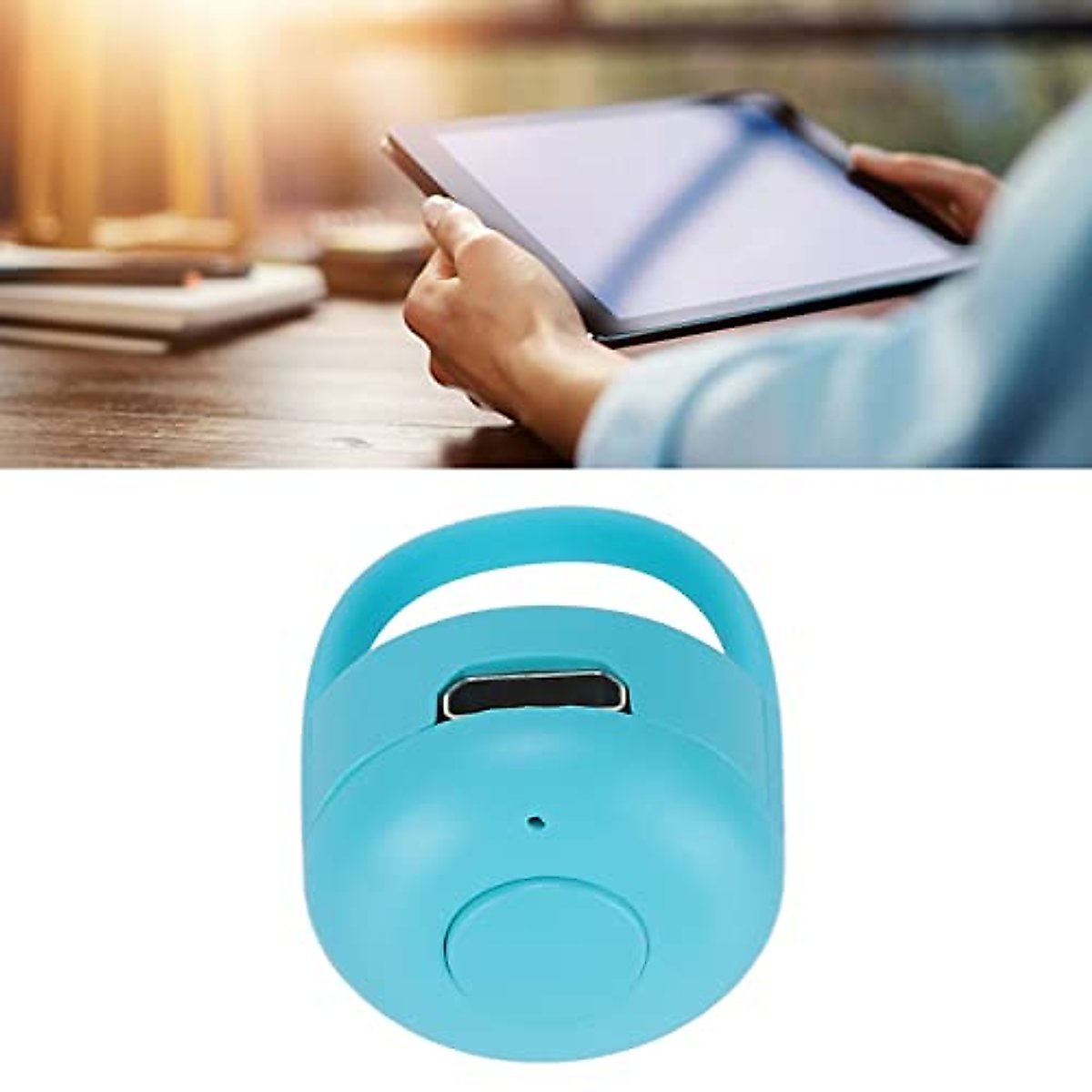 Sanpyl Mobile Phone Remote Control, Mini Bluetooth Remote Control Ring Automatic Page Browsing Phone Bluetooth Fingertip Controller, for All Smartphones(Blue)