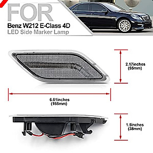 nsautolighting LED White Side Marker Lights Side Indicator Lamps for 2010-2013 Be'nz W212 E-Class 4D Sedan Wagons Clear Lens White LED Front Bumper Side Marker Light Replace OEM Sidemarker Lamps