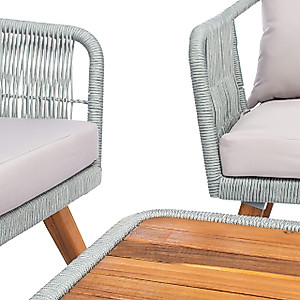Safavieh Outdoor Collection Raldin Grey Rope 4-Piece Patio Set