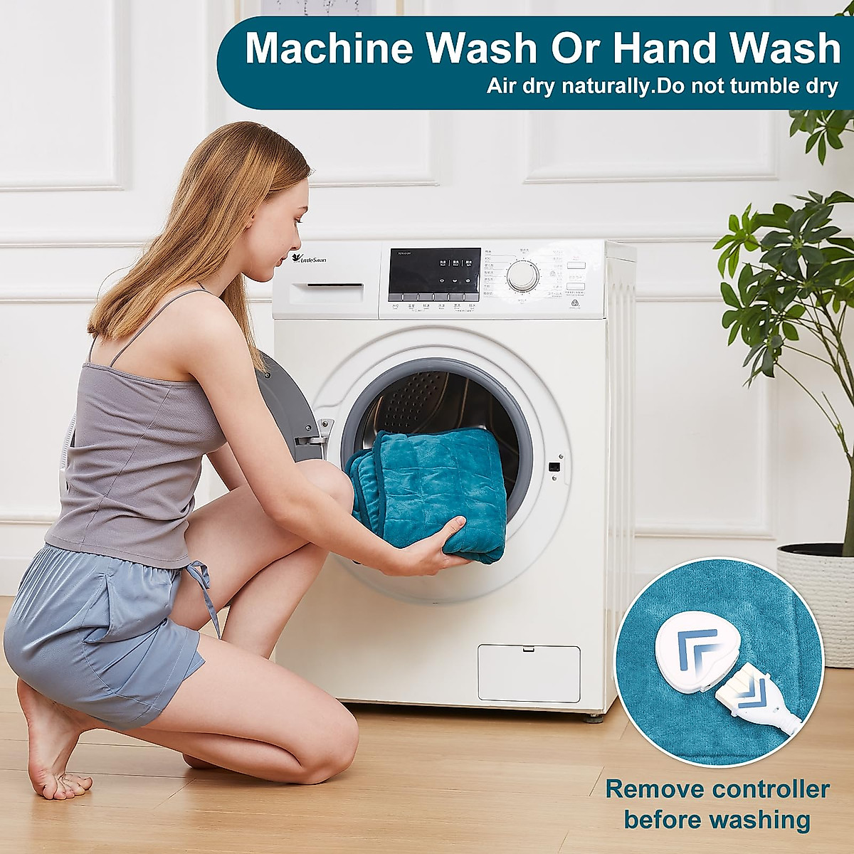 JKMAX Heating Pad for Neck and Shoulders - Large Neck Heating Pad with 10 Heat Settings ｜ 6 Timer Settings Auto Off - Heated Neck Wrap for Neck Shoulder Pain - Present for Women Men Mom Dad（Blue）