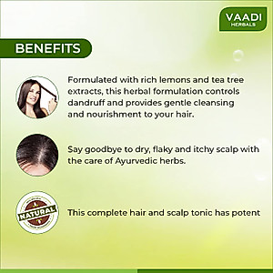 Lemon with Tea Tree Extract Shampoo ★ Dandruff Defense ★ ALL Natural ★ Paraben Sulfate Free ★ Scalp Therapy ★ Moisture Therapy ★ Suitable for All Hair Types - 11.8 Oz - Vaadi Herbals