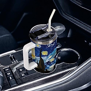 40 Oz Starry Night Insulated Stainless Steel Tumbler with Handle & Straw Lid, Reusable Travel Cupholder Friendly Mug for Coffee, Water, Tea