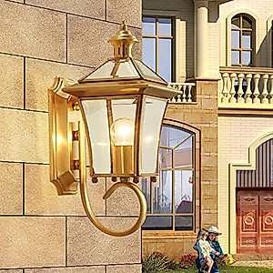 Outdoor Wall Lamp European Style Copper Wall Light Sconce Fixture Decor for Exterior House Porch Patio Outside Deck Garage Yard Front Door Garden Home