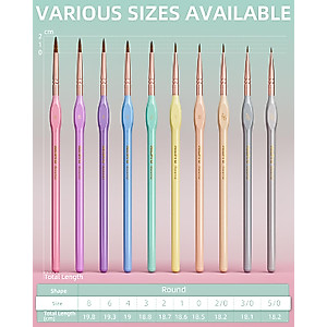 Nicpro 10PCS Micro Fine Detail Paint Brush Set, Macaron Pastel Small Miniature Fine Tip Detail Brushes Kit for Acrylic Oil Watercolor, Craft, Models, Miniatures, Rock Painting, Paint by Numbers