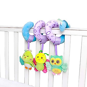 Caterbee Car Seat Toys, Baby Activity Spiral Plush Stroller bar Toy Accessories, Hangings pram Toy, Crib Toys with Bell for boy or Girl (style03)
