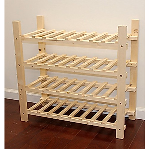 DisplayGifts Stackable 60 Bottle Capacity Wine Rack Wooden Stand, WN60 (60 Bottles Capacity:4 Rows)