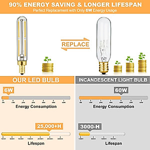 Leools LED Bulb Dimmable 6W Equal Soft White 3000K T6 T6.5 E12 Candelabra Bulb 60 watt for Chandeliers,Ceiling Fan,Pendant,Wall sconces AC120V 600LM e12 Light Bulb 6Pack