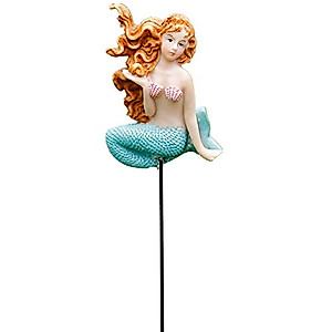 MUAMAX Miniature Mermaid Garden Stakes Mermaid Picks for Plants Fairy Garden Decorative Figurines Accessories Outdoor Micro Landscape Ornaments Succulent Decorations (Color)