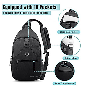 Kellyon Sling Bag Crossbody Sling Backpack Travel Hiking Casual Daypack Chest Bag for Men Women