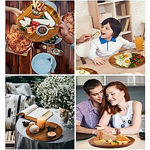 IQCWOOD Wooden Dinner Plates, 6 Inch Round Wood Plates Set of 4, Acacia Wooden Plates Round Tray Easy Cleaning Serving Platter for Food Dessert Salad Plate Fruit Platters