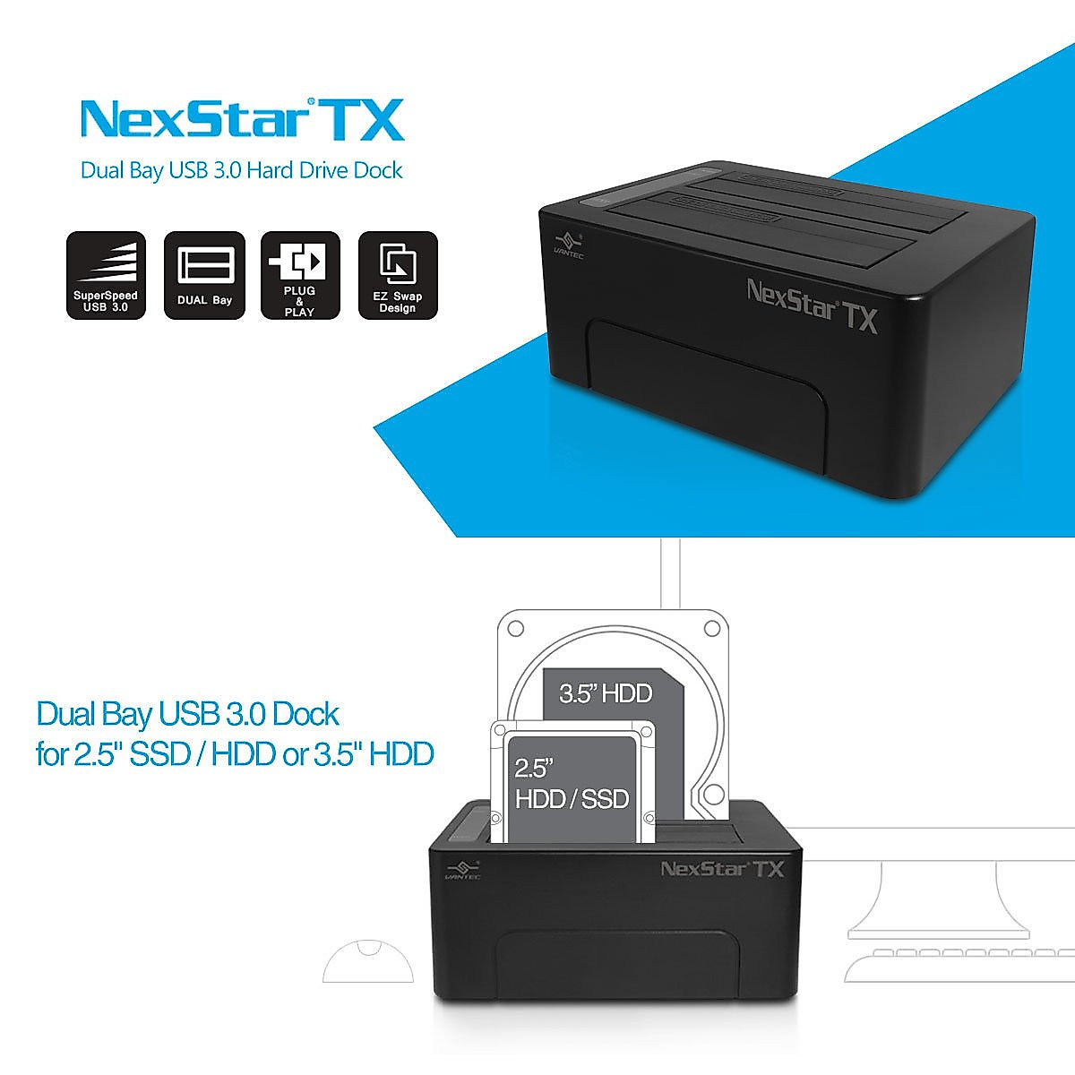 Vantec NexStar Hard Drive Duplicator - USB 3.0 (NST-DP100S3)