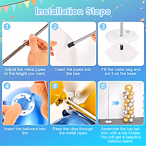 Aivwis Metal Telescopic Pillar Balloon Stand Set of 2, 6.6 Feet Balloon Tower, Height Adjustable Balloon Column Stand Kit Set for Halloween Birthday Graduation Party Decoration (Balloon Column Kit)