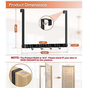 Broom Holder Over The Door Drilling Free Mop and Broom Holder with 4 Over Door Hook, Metal Mop and Broom Holder Wall Mount Broom Storage Tool Organizer for Laundry Room Garage Kitchen Bathroom